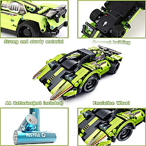 STEM Building Toys for Kids, 335 Piece Building Kit 2 in 1 Remote Control Racing Car Snap Together Engineering Kits Early Learning Racecar Building Blocks Best Gift for 6＋Year Old Boys and Girls