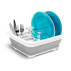 madesmart EMW6337273, Collapsible Dish Rack, Grey/White