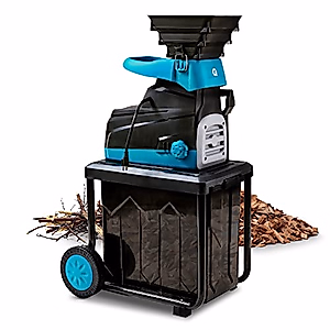 G Garden Wood Chipper Electric Quiet Silent 1.5-1.7 Inch Max Branch Capacity 14.5-Amp 1800Watt 120VAC 17:1 Reduction Ratio with 40L Collection Bin use for Fire Prevention Building and Firebreaks