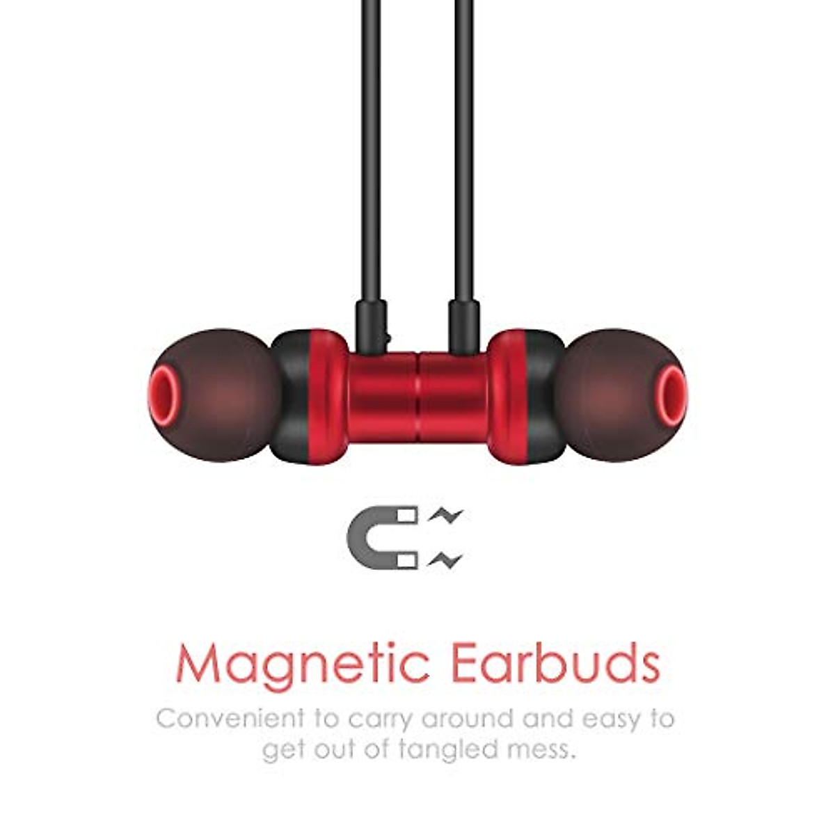 PALOVUE Lightning Headphones Magnetic in-Ear Earphones MFi Certified Earbuds with Mic Controller Compatible iPhone 14 13 12 11 Pro Max iPhone X XS Max XR iPhone 8 P iPhone 7 P EarflowPlus Metallic Red