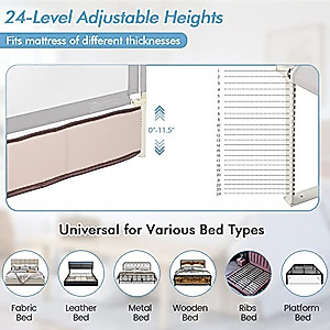 BABY JOY Bed Rail for Toddlers, 77’’ Extra Long, Height Adjustable & Folding Baby Bed Rail Guard w/Breathable Mesh & Double Safety Child Lock for Kids Twin Double Full Size Queen King Mattress (Gray)