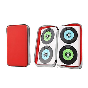 UENTIP 96 Capacity CD Case,Portable DVD Hard Plastic Case Holder CD Organizer Wallet Protective DVD Storage (96, red)