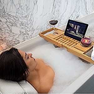 LIUYUNQI Extendable Bathtub Tray Bath Tray Spa Organizer Rack Reading Book Wine Tablet Holder for Bathroom Storage Shelf (Color : D)