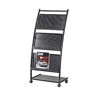 Magazine & Newspaper Baskets Magazine Rack Information Rack Newspaper Rack Magazine Rack Storage Book Rack Metal Iron Floor Universal Wheel Mobile Propaganda Display Stand Shelf Baskets