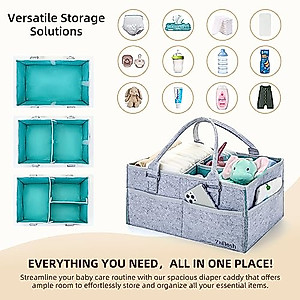 Zaflosh Baby Diaper Caddy Organizer, Large Size Diaper Organizer with Removable Dividers, Car Diaper Caddy, Baby Organizer for Changing Table, Nursery Storage Caddy for Baby Essentials