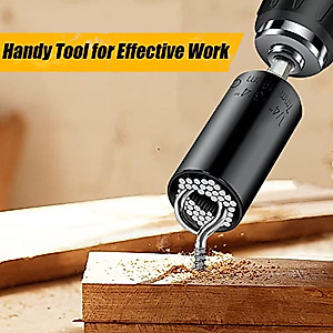 PAUGGE Universal Super Socket, Cool Gadgets Tools Birthday Gifts for Men Dad Boyfriend Husband Him Handyman, Socket Set with Multifunction Adapter to Unscrew Any Bolt(7-19mm) - Black