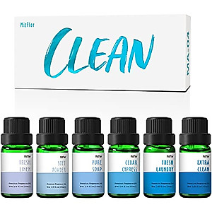 Fragrance Oil, MitFlor Clean Set of 6 Premium Scented Oils, Soap & Candle Making Scents, Refreshing Clean Essential Oils for Diffusers for Home, Cedar Cypress, Pure Soap, Fresh Linen & More