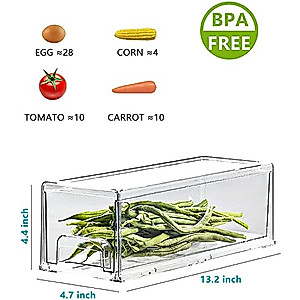 AYOTEE Medium Refrigerator Drawer Organizer Bins, 1 Pack Plastic Storage Drawers Stackable Refrigerator Organizer Bins, Clear Stackable Storage Bins with Drawers for Fridge, Freezers, Make-up