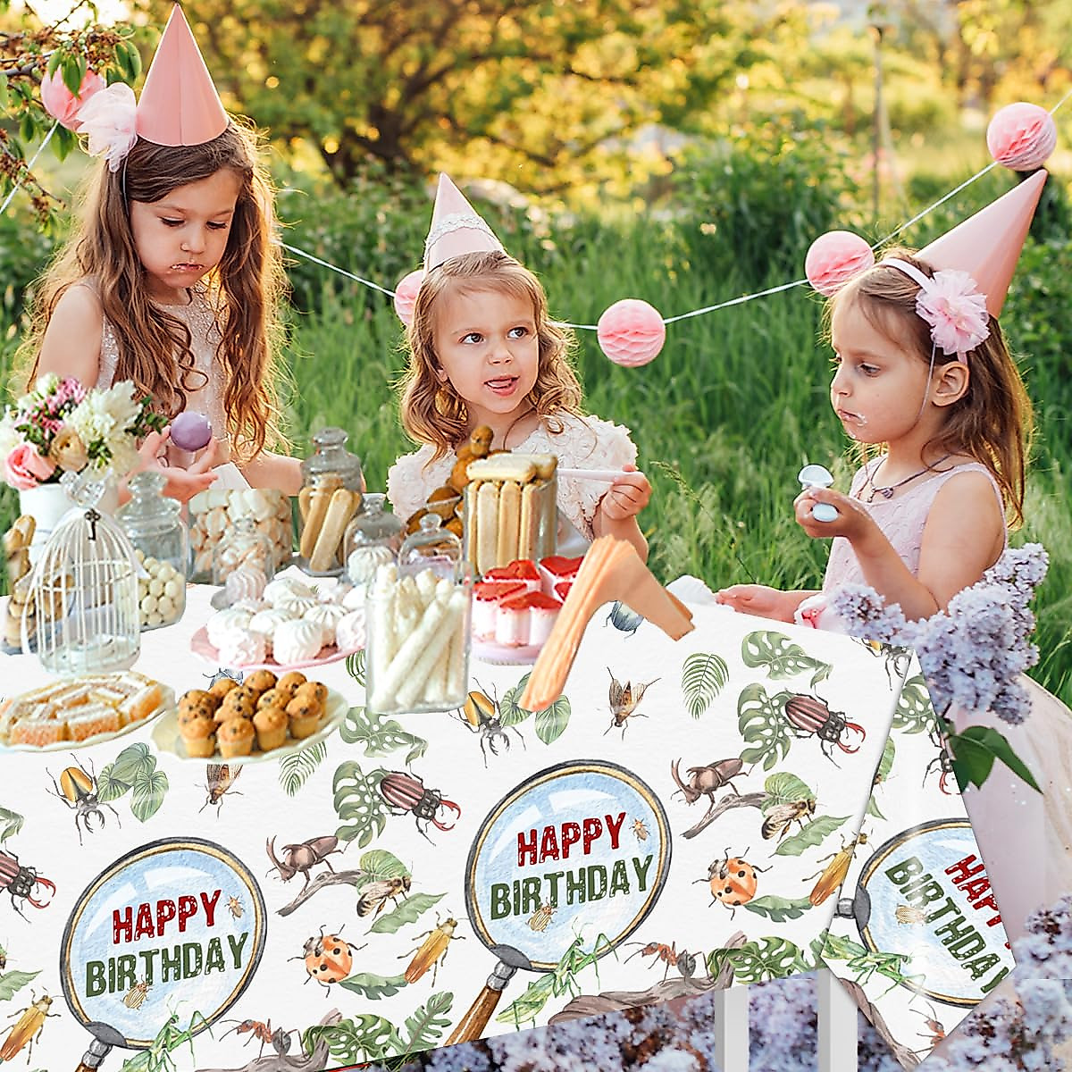 3Pcs Bugs Tablecloths-Bugs Birthday Party Decorations Ladybugs Reptile Themed Disposable Rectangular Plastic Table Covers for Kids Insect Happy Birthday Party Supplies