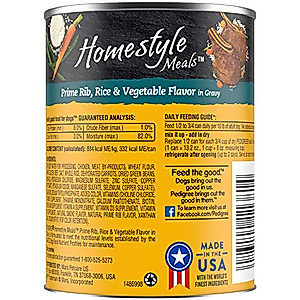 PEDIGREE Homestyle Meals Adult Canned Soft Wet Meaty Dog Food Prime Rib, Rice and Vegetable Flavor, (12) 13.2 oz. Cans