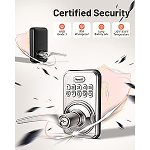 Keyless Entry Door Lock with Handle, Zowill Electronic Keypad Deadbolt Door Locks Handle Lever, Front Door Lock Set, Digital Door Lock, Auto-Locking, Anti-peep Code Door Handle Lock, Satin Nickel