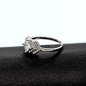 Uloveido Princess Cut Lab Created Diamond Wedding Engagement Ring Square CZ Rings Anniversary Party Prom Gifts (Size 9) WX015