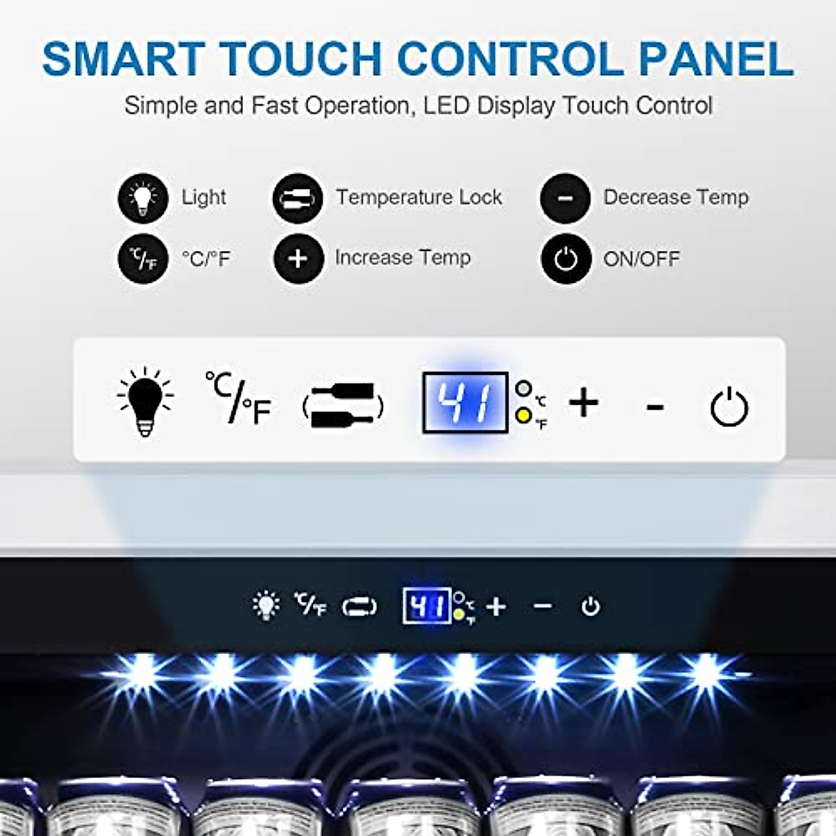 Tylza Beverage Refrigerator 24 Inch, 190 Can Built-in/Freestanding Beverage Cooler Fridge with Glass Door and Advanced Cooling Compressor for Beer and Soda or Wine, Low Noise, 37-64 F