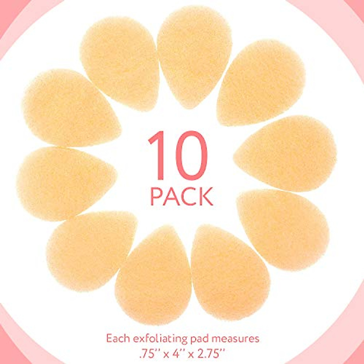 IMPRESA 10 Pack Facial Sponge for Daily Cleansing and Gentle Exfoliating - Buff Style Exfoliating Pads for Removing Dead Skin, Dirt and Makeup - Reusable Puf, Made in The USA