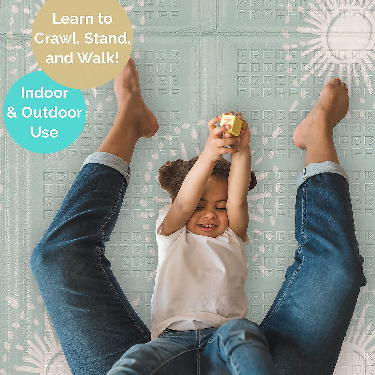 JumpOff Jo Baby Play Mat - Extra Large Folding Foam Play Mat for Infants, Babies, Toddlers, Waterproof, Double-Sided (77" x 70") - Oh Deer - Starburst