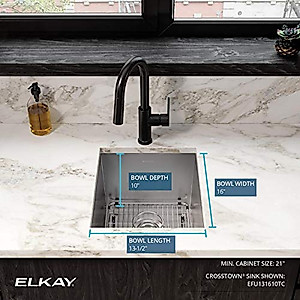 Elkay Crosstown 16 Gauge Stainless Steel 16" x 18-1/2" x 10", Single Bowl Undermount Sink Kit , Polished Satin - EFU131610TC
