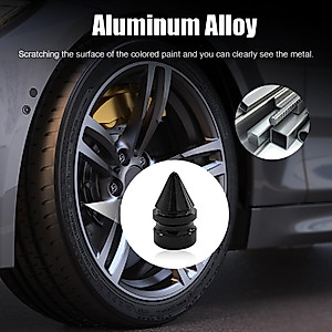 Ziciner 4 PCS Car Tire Valve Caps, Spiked Aluminum Alloy Tire Trim Accessories, Dustproof Tire Wheel Stem Covers, Universal Air Stem Cap for Auto, Trucks, SUVs, Bicycles and Motorcycles (Black)