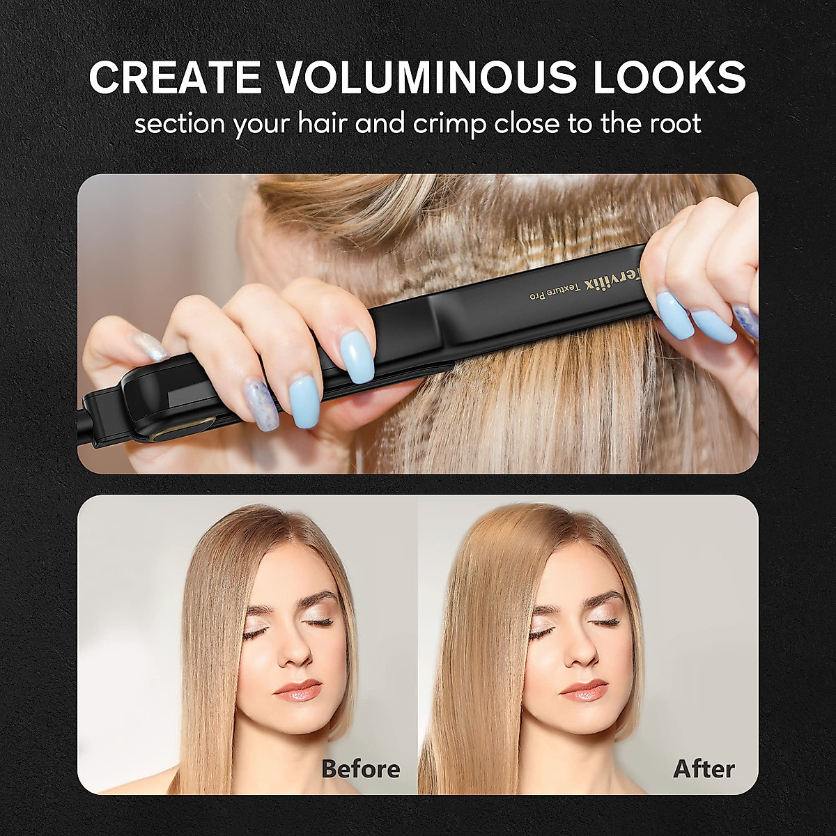 Terviiix Hair Crimper, Crimper Hair Iron for Root, Professional 24K Titanium Crimping Iron for Texture, Volumizing Hair Iron for Thin Fine Hair, Ergonomic Handle Design, Dual Voltage, Auto Off, 1 Inch