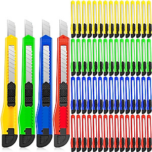 Lanties 300 Pcs Box Cutters Retractable Utility Knife Office Supplies 9mm Wide Blade Cutter Compact Razor Knife for Home Use(Multicolor)