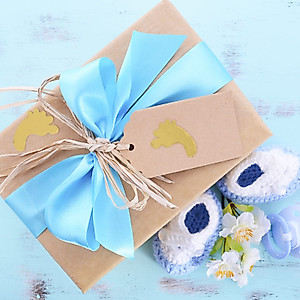 Whaline 480Pcs Gold Foil Footprint Stickers Self-Adhesive Footprint Shape Seal Stickers Gold Label Decals for Bay Shower Greeting Invitation Cards Envelope Sealing Birthday Gift Wrapping Supplies