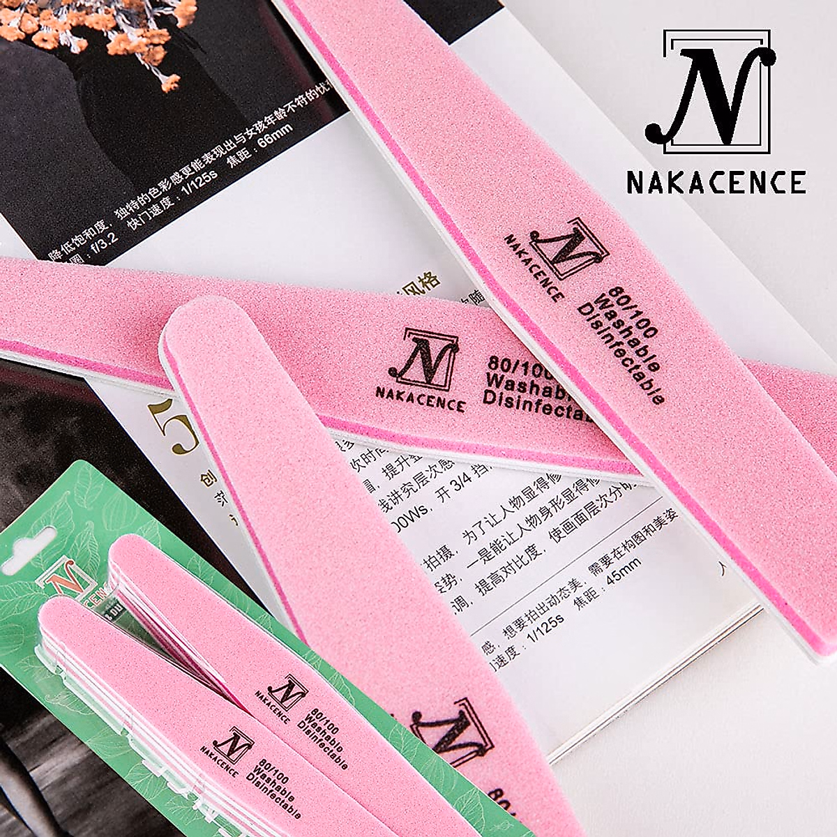 Sponge Nail File and Buffer for Nail Art Care Double Sides - Sponge and Emery Boards Professional Nail File Designed in 80/100 Grit Manicure Nail Tools Pack of 6Pcs Color Pink