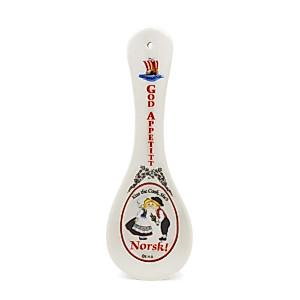 Decorative Ceramic Kitchen Spoon Rest by E.H.G | Norwegian "God Appetitt"