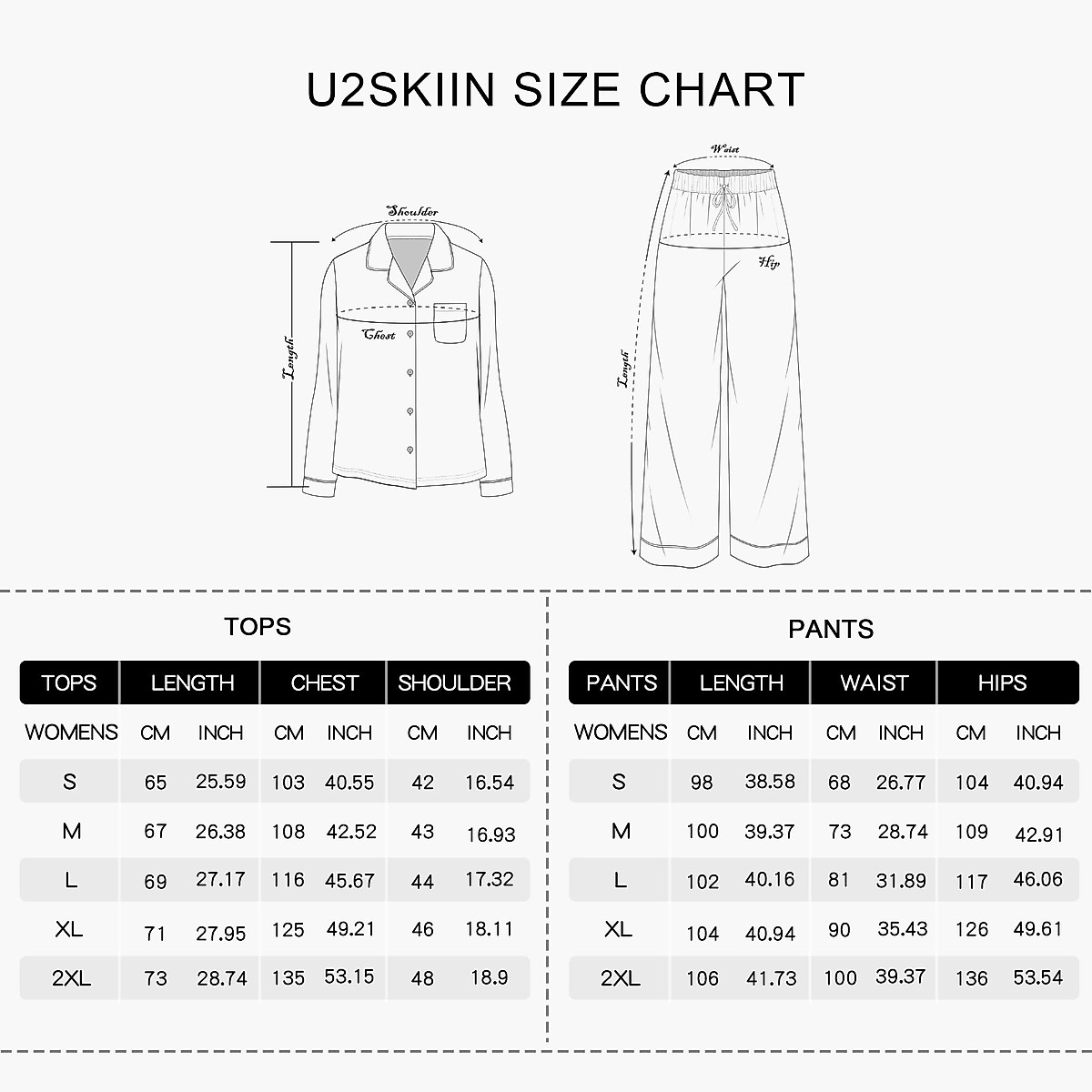 U2SKIIN Women Silk Pajamas Set, Long Sleeve Satin Pajamas for Women Sleepwear Button Down Pjs Set Two-piece(Champagne, L)