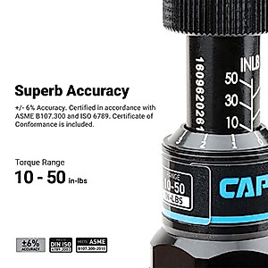 Capri Tools CP21075 Certified Limiting Torque Screwdriver Set, Small, Black, 10-50 in-lbs / Manual