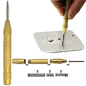 Kigauru 6 Pcs Countersink Drill Bit Set 1/4 Inch Hex Shank 90 Degree Sets High Speed Steel 5 Flute Countersink Bit Wood Quick Change Bit 6mm-19mm with 1 Pcs Automatic Center Punch Tool