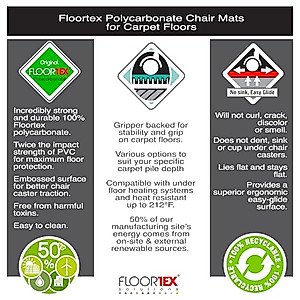 Floortex Polycarbonate Chair Mat 47" x 35" for Low/Medium Pile Carpets