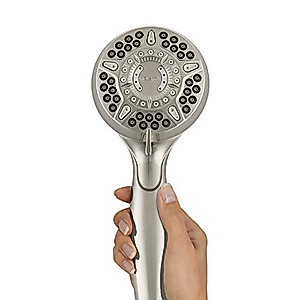Waterpik 12-Mode 2-in-1 Dual Shower Head System with 5-Foot Hose and PowerPulse Therapeutic Massage, Brushed Nickel, XET-639E-649E