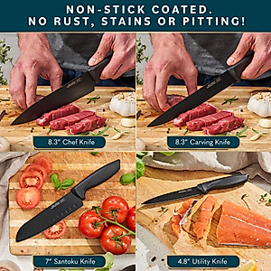 Home Hero Kitchen Knife Set with Sharpener - High Carbon Stainless Steel Knife Block Set with Ergonomic Handles (20 Pcs - Black)