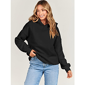 ANRABESS Womens Oversized Hoodies Fleece Pullover Sweatshirts Fall Casual Comfy Lightweight Hooded Clothes for Teen Girls Black A1023heise-S