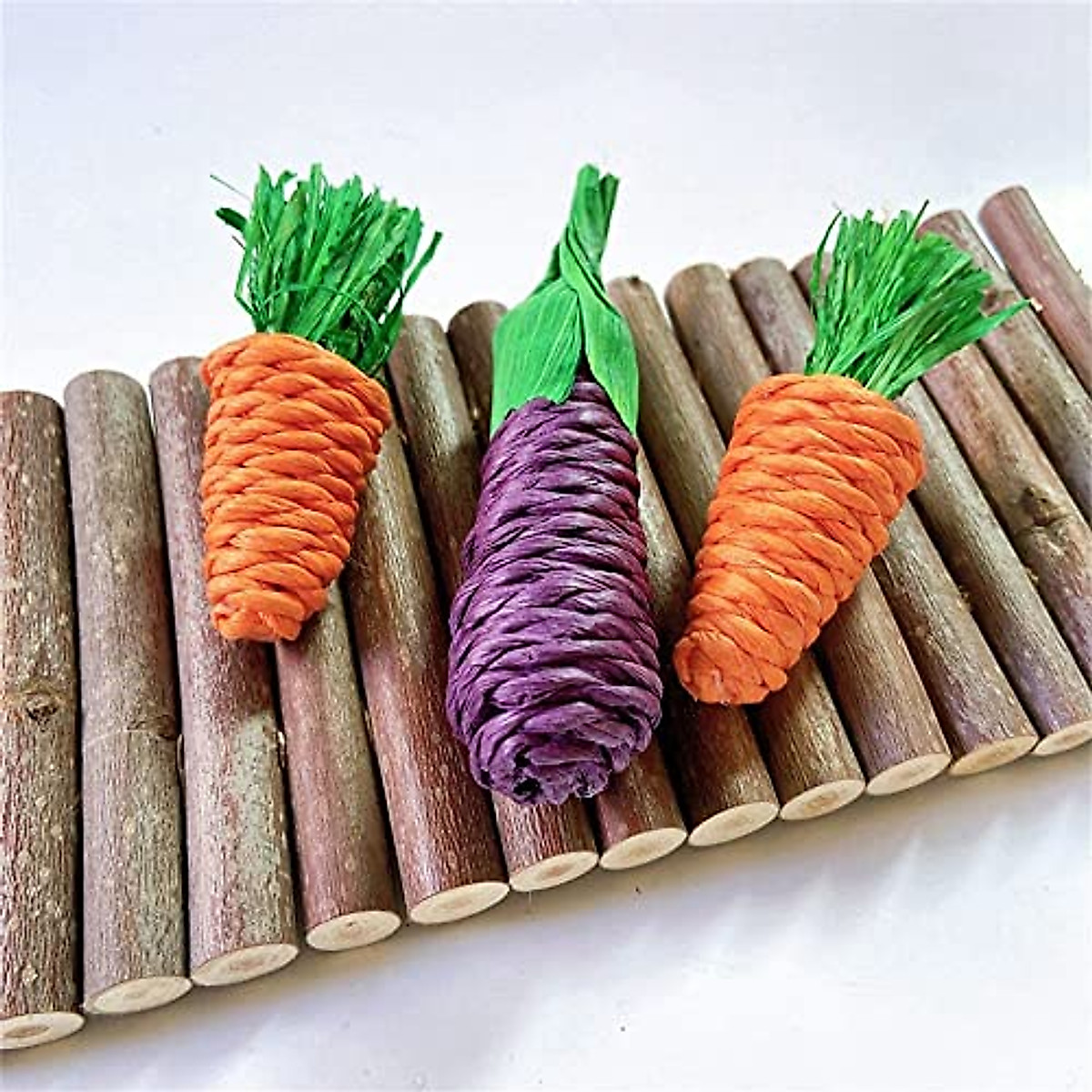 Hamster Chew Toys Rabbit Bite Grind Teeth Toys Corn Carrot Woven Balls Small Animal Chew Toys for Rabbit, Bunny, Guinea Pig(G)