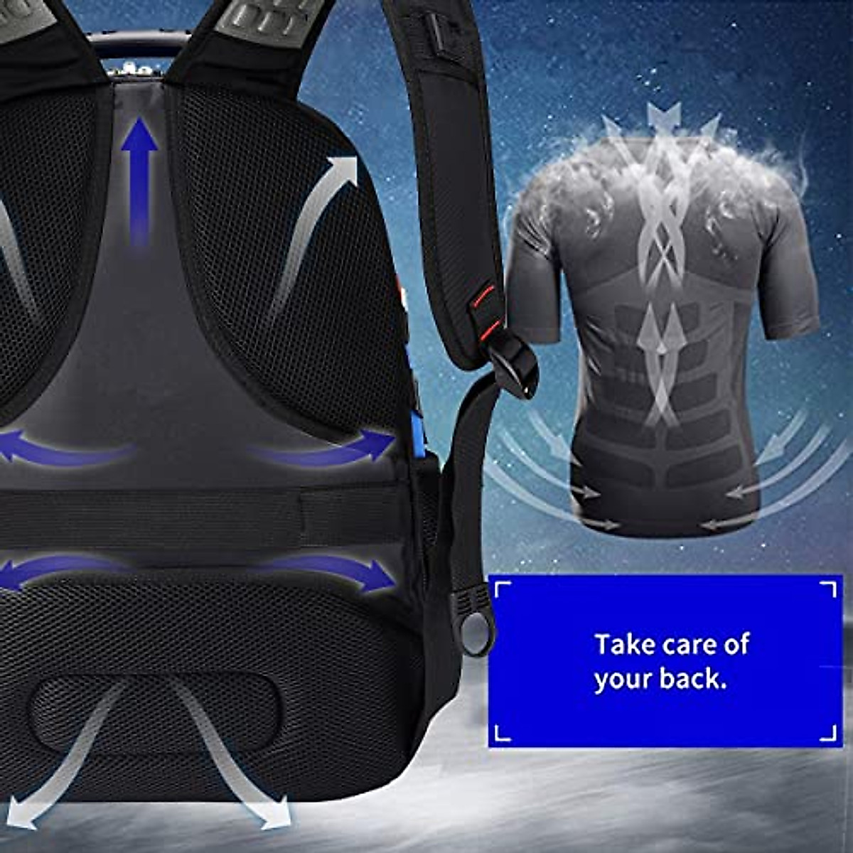 SHRRADOO Extra Large 50L Travel Laptop Backpack with USB Charging Port, College Backpack Airline Approved Business Work Bag Fits 17 Inch Computer for Men Women