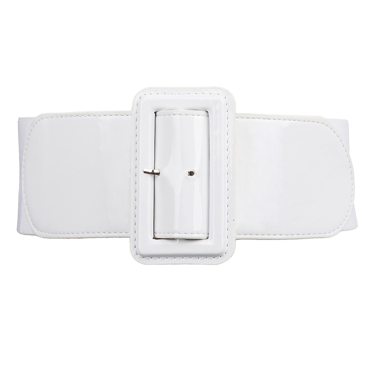 Hanna Nikole Women's Elastic Vintage Belt Stretchy Retro Wide Waist Cinch Belt White Size L