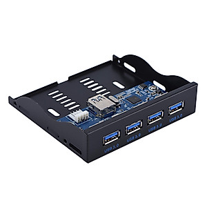 4 Ports USB 3.0 Front Panel Hub, 3.5 Inch Floppy Bay Internal Metal USB Hub Front Panel with 19 Pin to 4 USB 3.0 Hub Ports, for Computer Case
