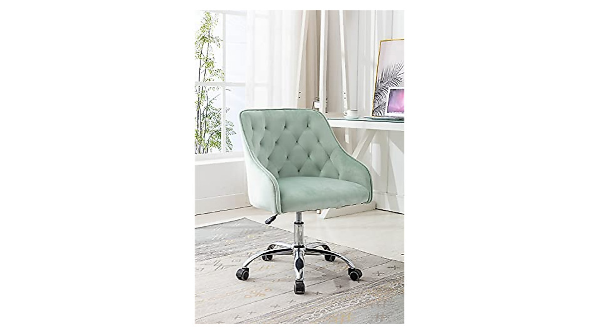 CNANXU Velvet Swivel Office Chair - Modern Mint Green Comfort