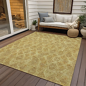 Addison Rugs Chantille ACN622 Gold 10' x 14' Indoor Outdoor Area Rug, Easy Clean, Machine Washable, Non Shedding, Bedroom, Living Room, Dining Room, Kitchen, Patio Rug