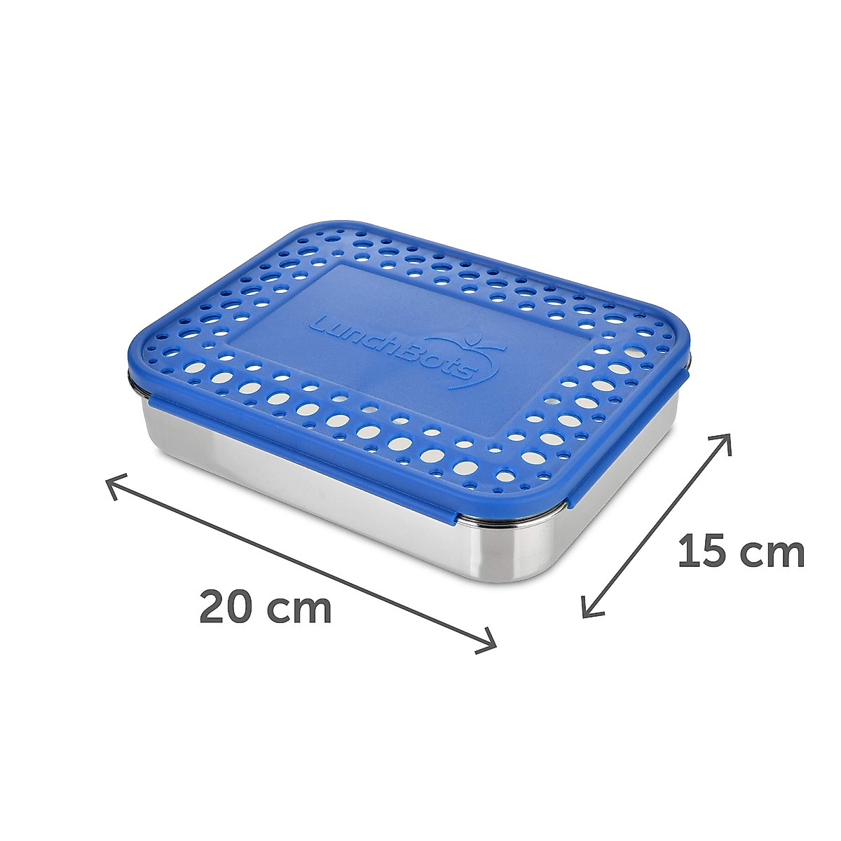 LunchBots Large Cinco Stainless Steel Lunch Container - Five Section Design Holds a Variety of Foods - Metal Bento Box - Dishwasher Safe - Stainless Lid - Blue Dots