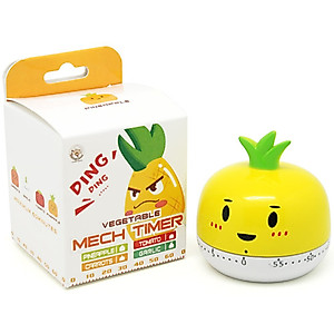 Golandstar Cute Cartoon Vegetables Timers 60 Minutes Mechanical Kitchen Cooking Timer Clock Loud Alarm Counters Mini Size Manual Timer (White - Onion)