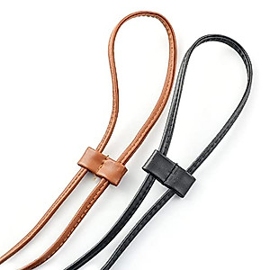 YYANGZ 2PCS Satchel Crossbody Bag Drawstring Bunche Accessories, PU Leather Drawstring for Bucket Bag Detachable Leather Pull String Purse Strap, (Black+ Brown)