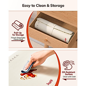 Electric Warming Tray with 7 Adjustable Temperature, Laudlife Foldable Food Warmer for Parties with Child Lock, Fast Heating Plate for Buffet, Family Gathering, Sabbath, Holiday, Countertop, Beige