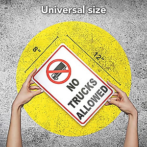 No Trucks Sign - 8x12 Aluminum No Big Trucks Sign - No Truck Parking Signs - No Trucks Allowed Sign - Private Road No Truck Turnaround Sign