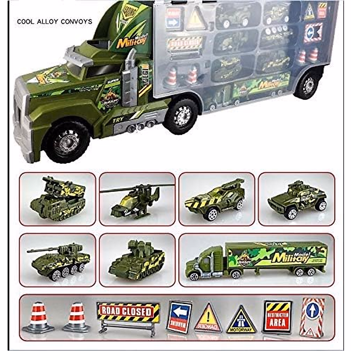 Big Daddy Army Transport Truck Military Toy Truck with Lights and Sound Emergency Quick Release Effect