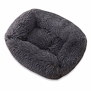 Bed Dark Gray Plush Square Beds for Small Medium Large Dogs Super Soft Winter Warm Sleeping Mats for Cats 1Pcs Xs