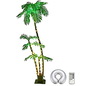 Spurgehom 6FT Lighted Palm Trees Outdoor Christmas Tree for Decorations Decor LED Artificial Fake Trees Lights for Indoor, Holiday, Backyard, Poolside, Garden