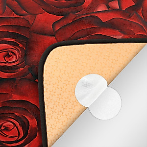 KOBLEN Red Roses Flower Kitchen Rugs Non Slip Washable Absorbent Kitchen Mats 20x39 inch Cushioned Anti Fatigue Kitchen Floor Mats for in Front of Sink