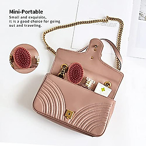 RHOS Mini Travel Hair Brush for Women/Men/Kids - Pocket Detangler Brush for Wet and Dry Hair - Travel Size Paddle Brush for Detangling- For All Hair Types (1 Pack-Mocha)