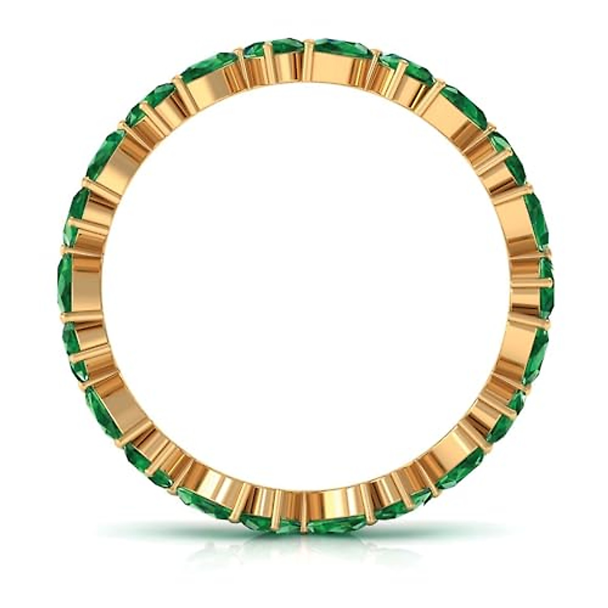 Rosec Jewels Certified Emerald Wedding Eternity Ring, 4 CT, AAAA Quality, Lab Grown Emerald Anniversary Ring for Women, 14K Yellow Gold, Size:US 6.50